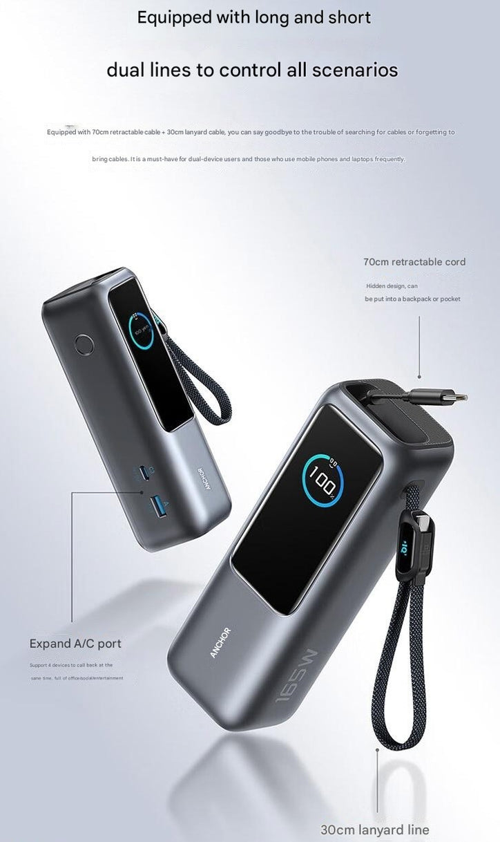 Anker A1695 Power Bank 25000mAh - With Retractable Cable — Monsgadgets